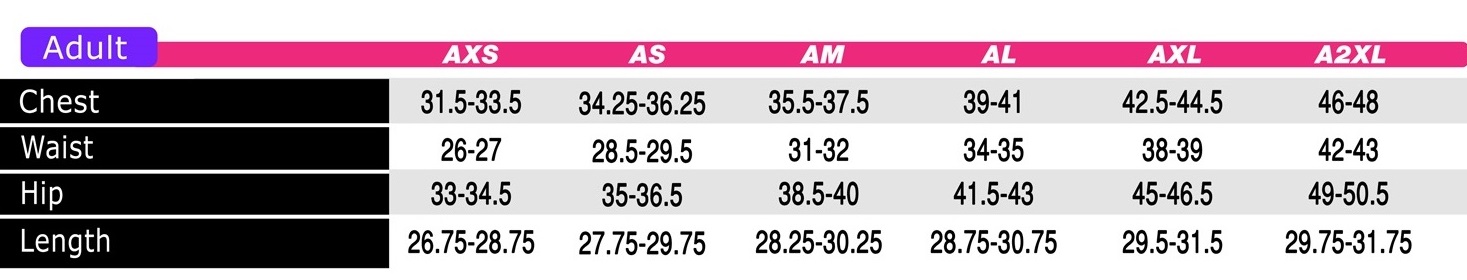Size chart – HEALYCHEER